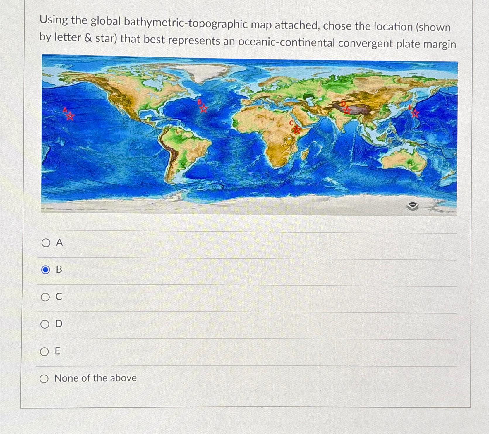 Solved Using the global bathymetric-topographic map | Chegg.com