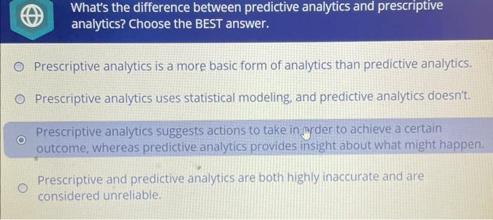 Solved What's the difference between predictive analytics | Chegg.com