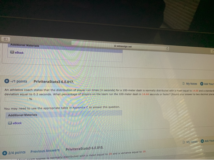 Solved D Additional Materials Book -/1 points PriviteraStats | Chegg.com