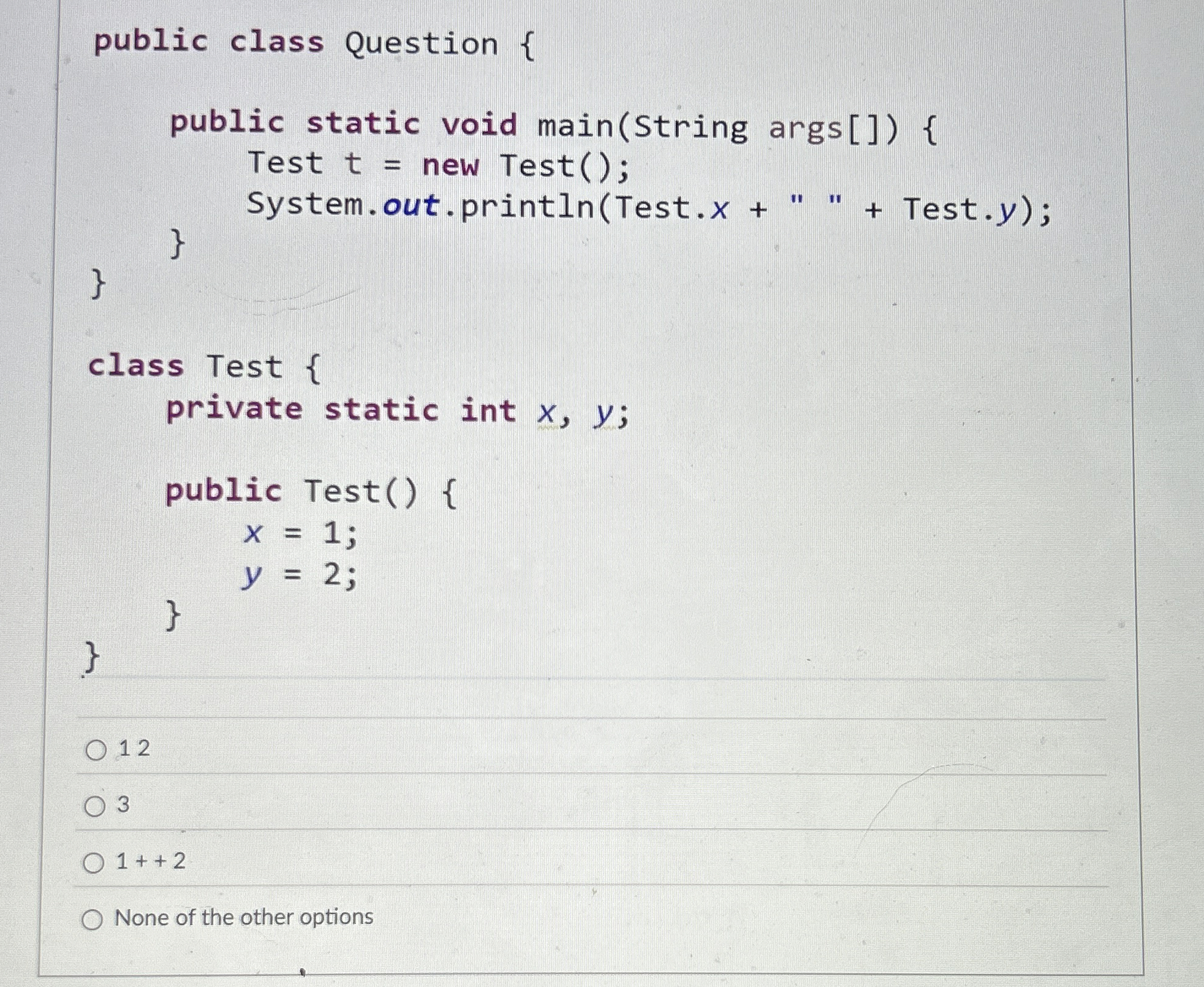 public class Question {public static void main(String | Chegg.com