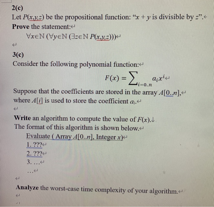 Solved 2(c) Let P(x,y,z) be the propositional function: “x + | Chegg.com
