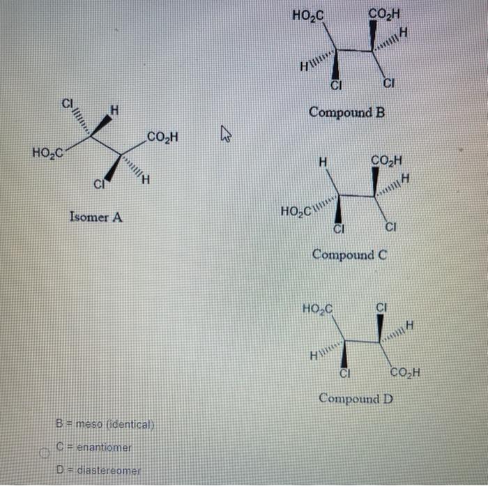 Solved HOZC CO2H H he CI CI H H Compound B line _CO,H ♡ HOZC | Chegg.com