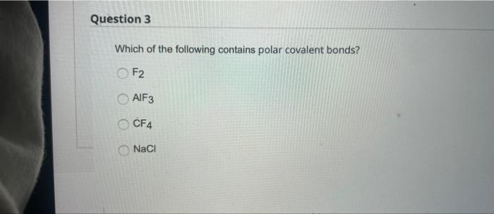 Solved Which of the following contains polar covalent bonds? | Chegg.com