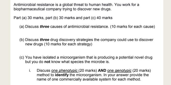 Solved Antimicrobial resistance is a global threat to human | Chegg.com
