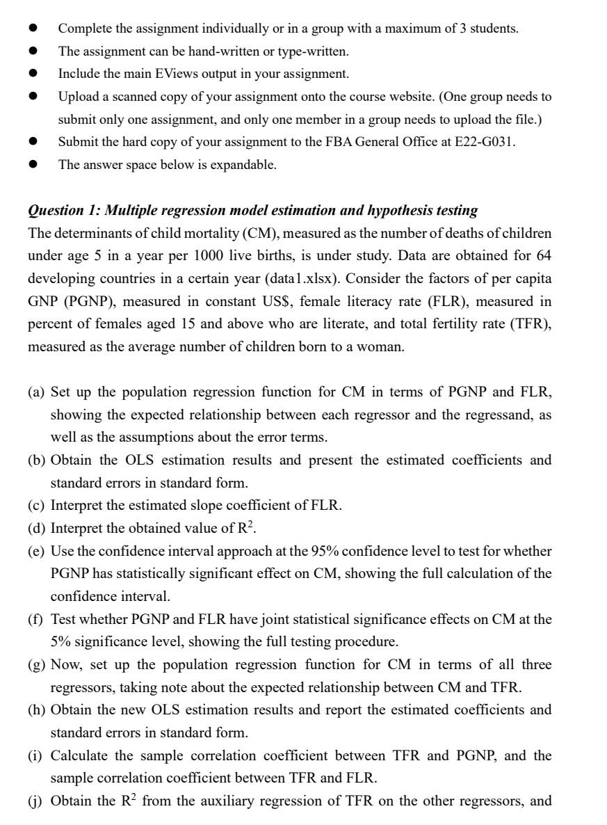 - Complete the assignment individually or in a group | Chegg.com