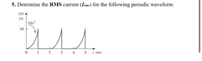 Solved 5. Determine the RMS current (Irms) for the following | Chegg.com