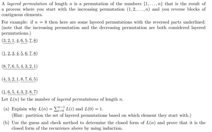 Solved For example: if n=8 then here are some layered | Chegg.com