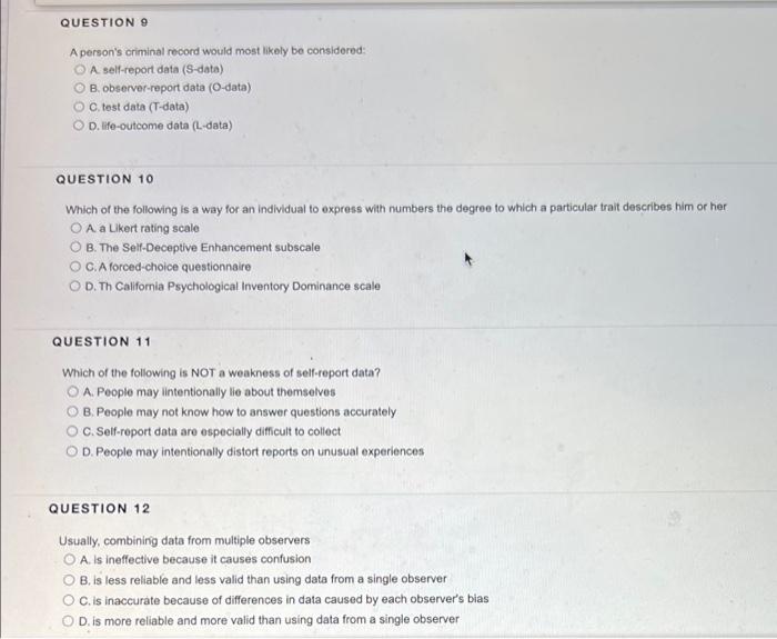 Solved The individual uniqueness level of personality | Chegg.com