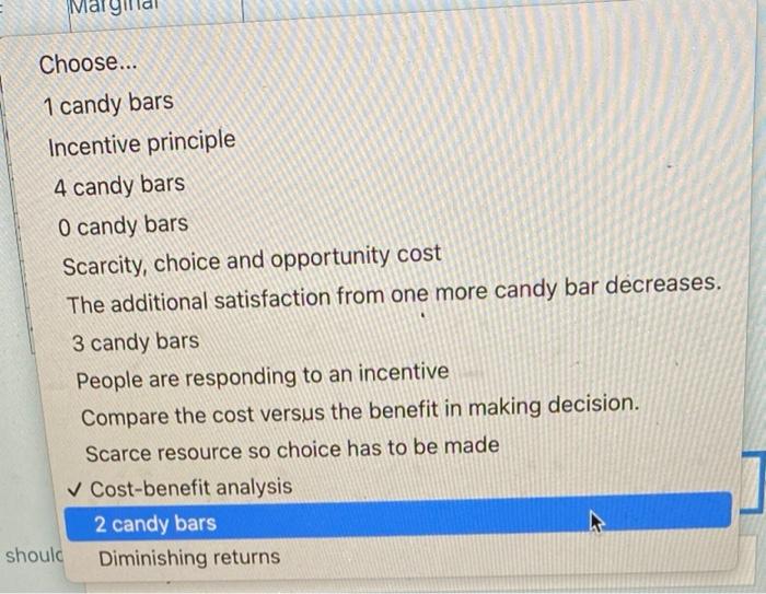 Solved Question 2 Your marginal benefit from eating candy | Chegg.com