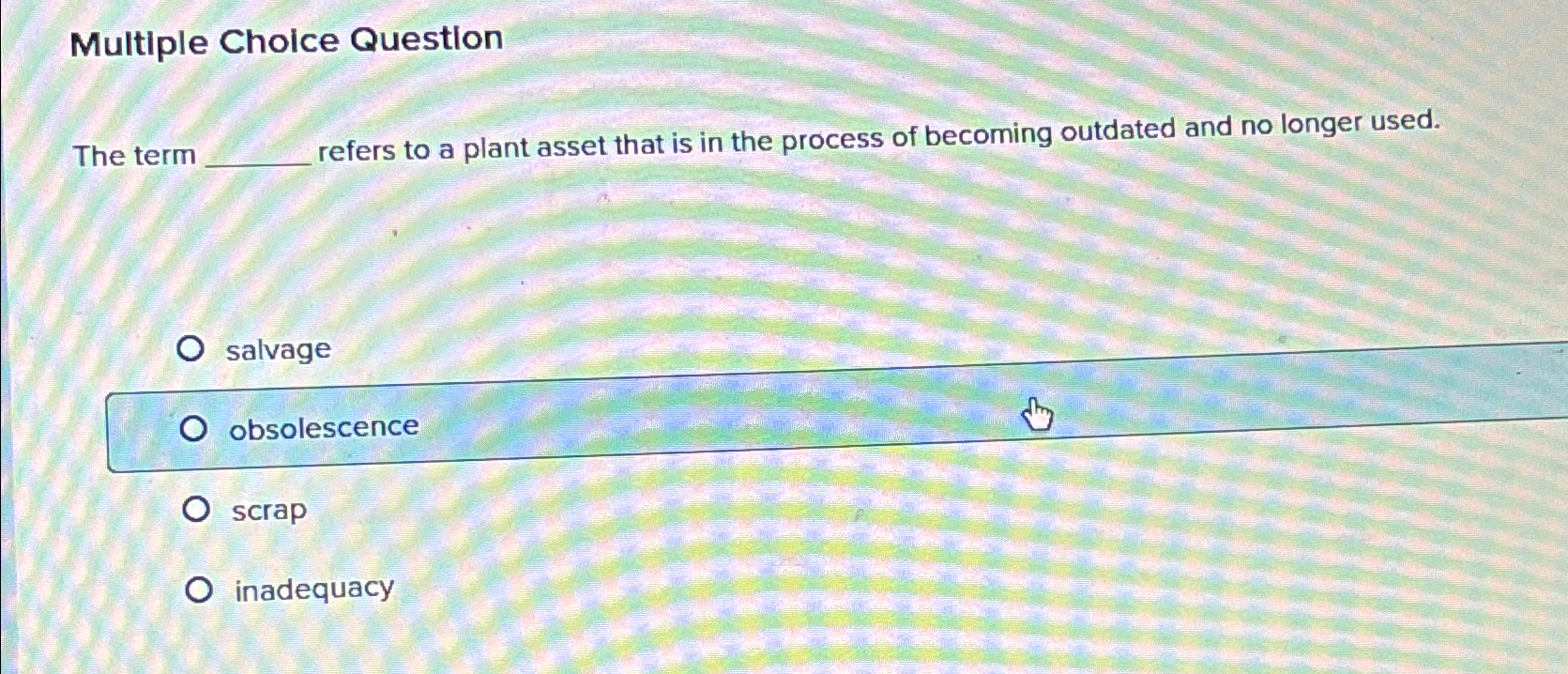 Solved Multiple Choice QuestionThe term refers to a plant | Chegg.com
