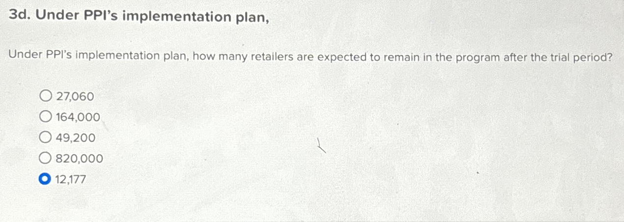 Solved 3d. ﻿Under PPI's implementation plan,Under PPI's | Chegg.com