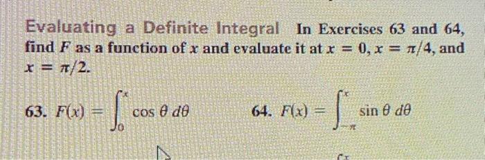 Solved Evaluating a Definite Integral In Exercises 63 and | Chegg.com