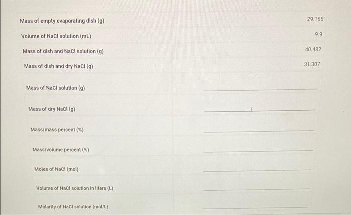 Solved (14pts) Concentration Table 4. Concentration | Chegg.com