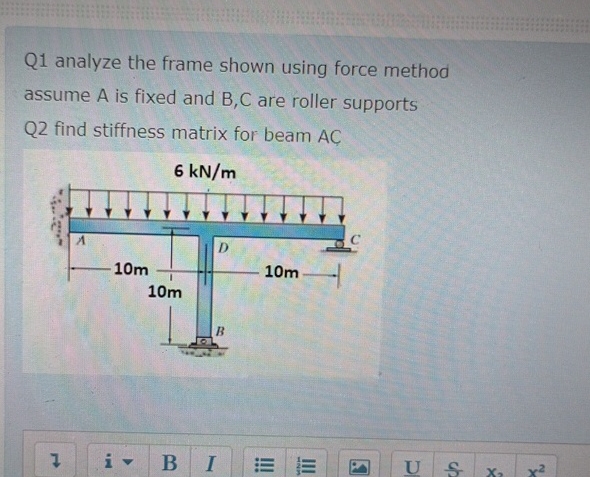 Solved Q1 ﻿analyze the frame shown using force method assume | Chegg.com