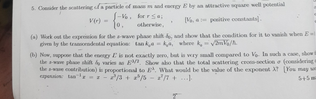 Consider the scattering of a particle of mass m ﻿and | Chegg.com