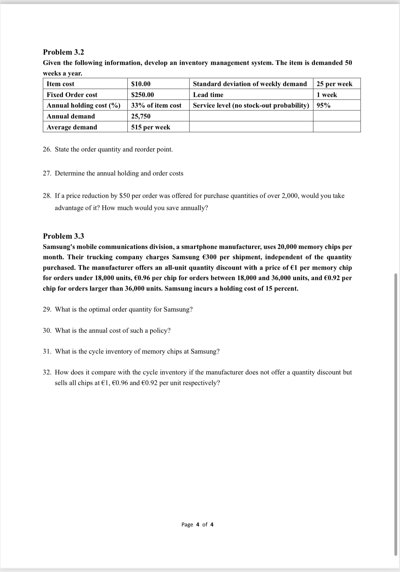 Solved Problem 32given The Following Information Develop 