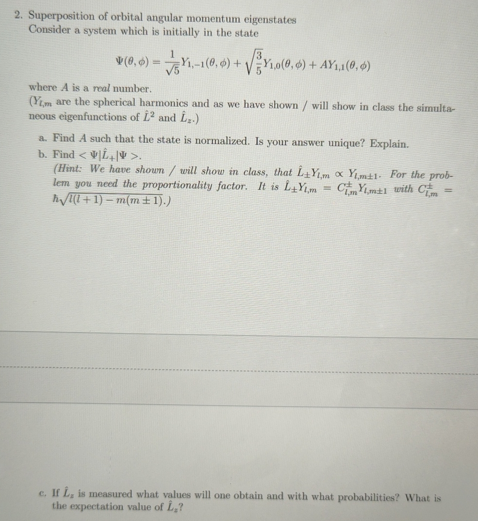 Solved Superposition Of Orbital Angular Momentum