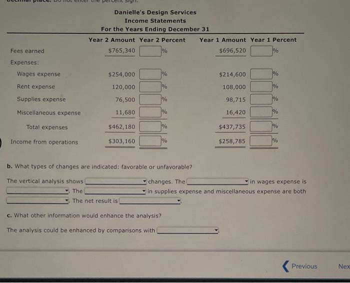Solved Two incame statements for Danielle's Design Services | Chegg.com