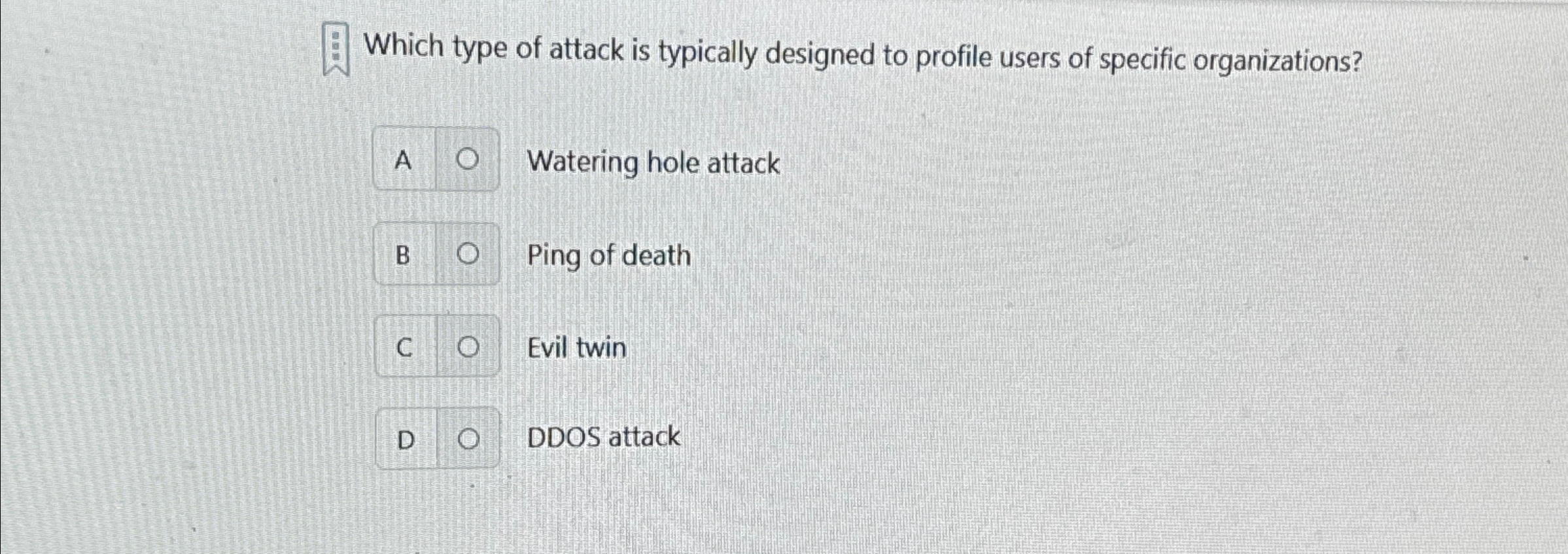 Solved Which type of attack is typically designed to profile | Chegg.com