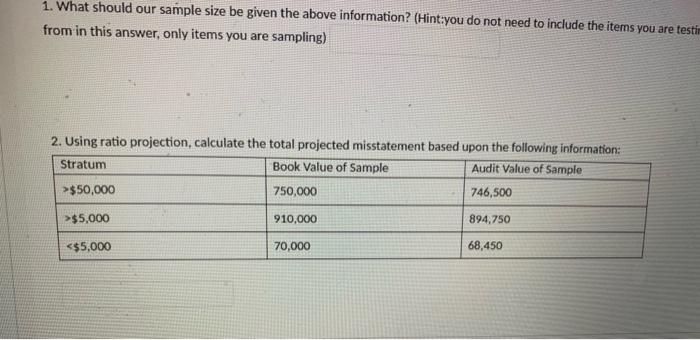 MONETARY UNIT SAMPLING We are going to use MUS for | Chegg.com