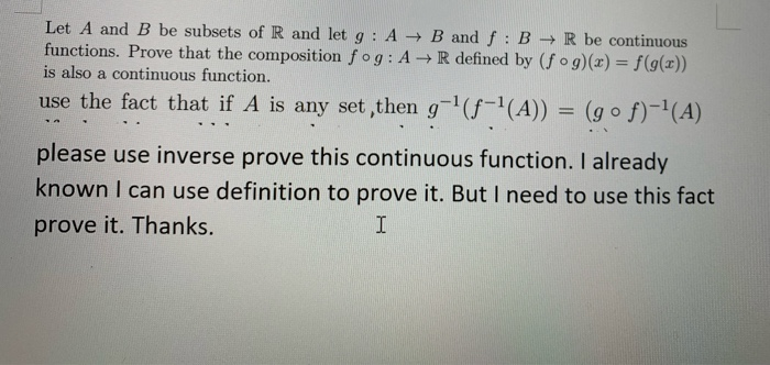 Solved Let A and B be subsets of R and let g: A + B and f: B | Chegg.com