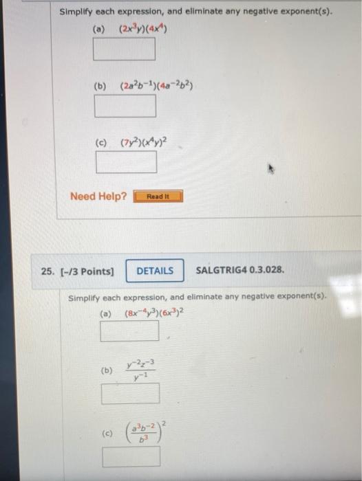 Solved Simplify each expression, and eliminate any negative | Chegg.com