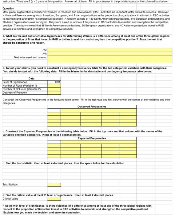 Solved how to find test statistic in part d with excel | Chegg.com
