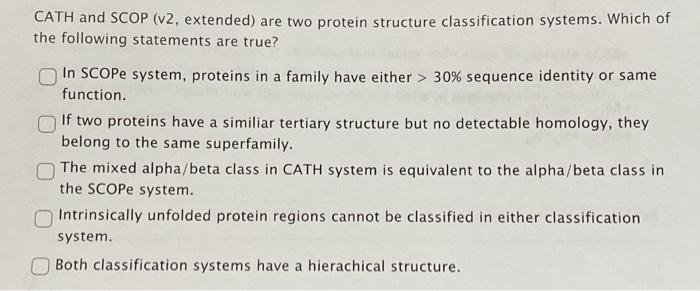 Solved CATH and SCOP (v2, extended) are two protein | Chegg.com