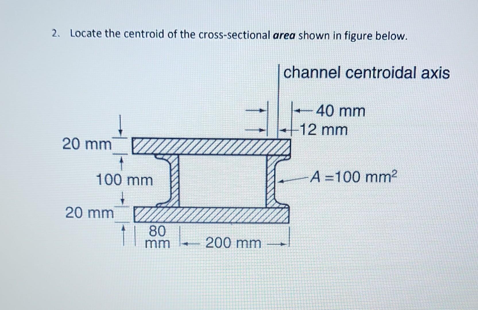 Solved 2. Locate the centroid of the cross-sectional area | Chegg.com