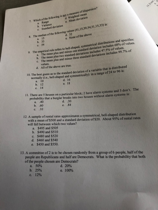 Solved 1. The mean of a normally distributed variable | Chegg.com