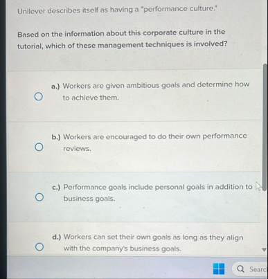 Solved Unilever describes itself as having a "performance | Chegg.com