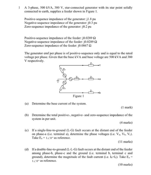 Solved 1 A 3-phase, 500 kVA, 380 V, star-connected generator | Chegg.com