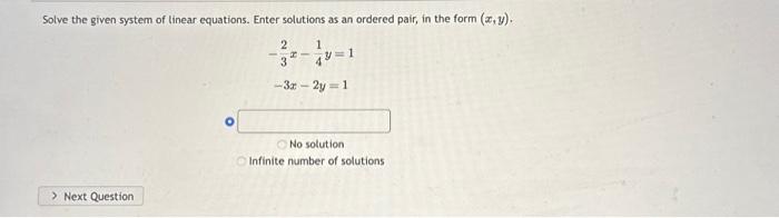 Solved Solve the given system of tinear equations. Enter | Chegg.com