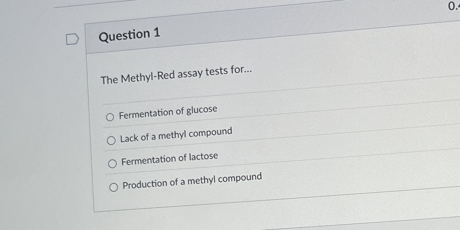 Solved Question 1The Methyl-Red assay tests | Chegg.com