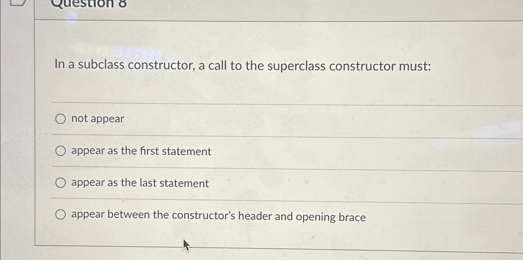 Solved In A Subclass Constructor A Call To The Superclass