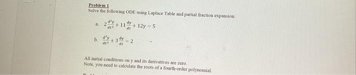 Solved Problem 1 Solve the following ODE using Laplace Table | Chegg.com