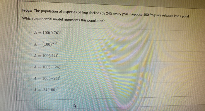 Solved Frogs: The population of a species of frog declines | Chegg.com