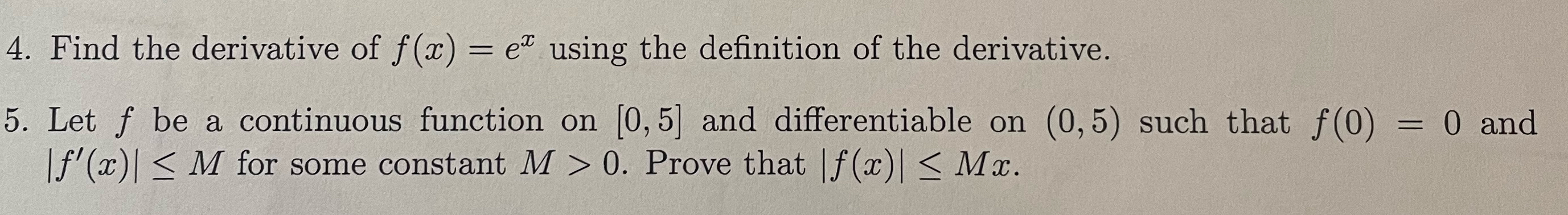 Real Analysis, WILL UPVOTE Find the derivative of | Chegg.com
