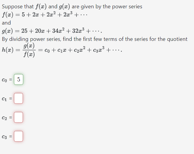 Solved Suppose that f(x) ﻿and g(x) ﻿are given by the power | Chegg.com