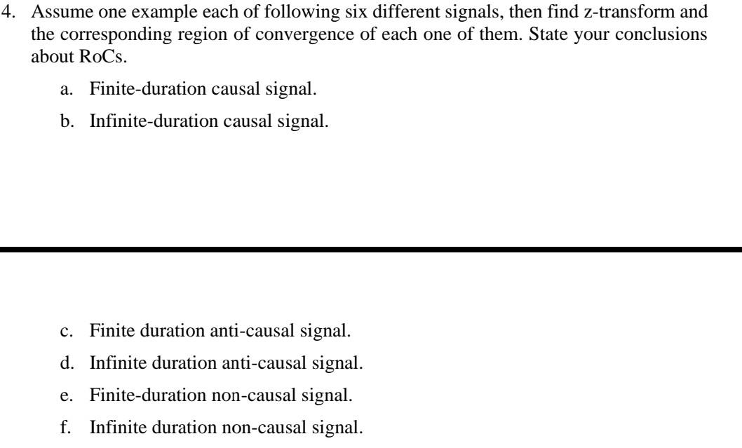 Solved 4. Assume one example each of following six different | Chegg.com