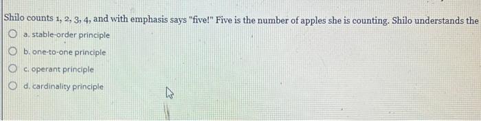 Solved Shilo counts 1,2,3,4, and with emphasis says "five!" | Chegg.com