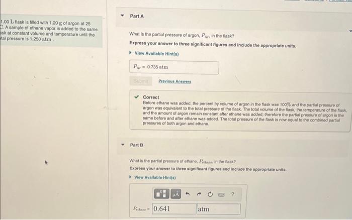 Solved 1.00 L flask is filled with 1.20 g of argon at 25 C. | Chegg.com