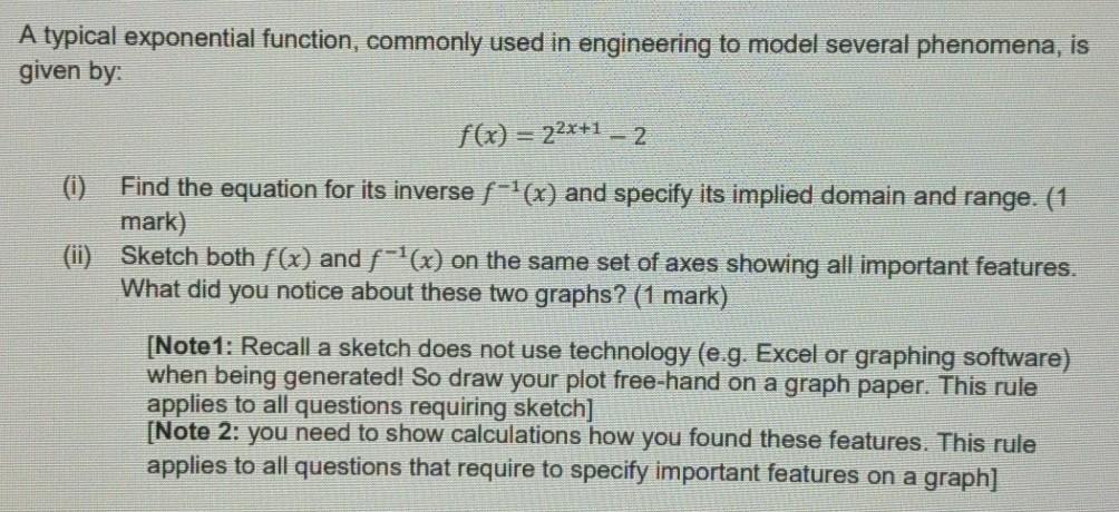 Solved A typical exponential function, commonly used in | Chegg.com