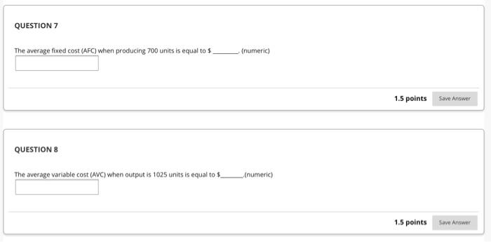 Solved QUESTIONS The total variable cost (TVC) when output | Chegg.com