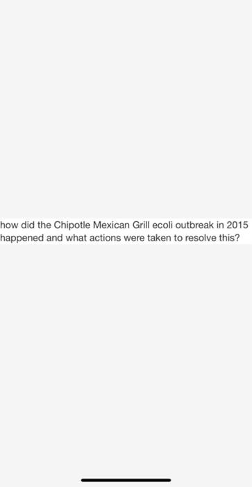 Solved how did the Chipotle Mexican Grill ecoli outbreak in | Chegg.com