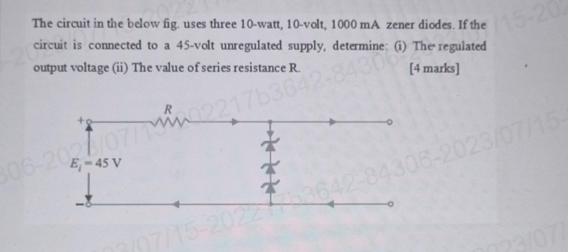 Solved The circuit in the below fig. uses three 10 -watt, 10 | Chegg.com