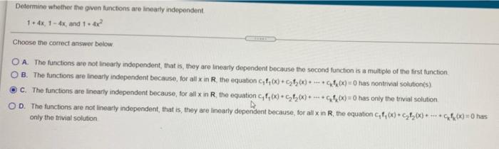 Solved Determine Whether The Given Functions Are Linearly