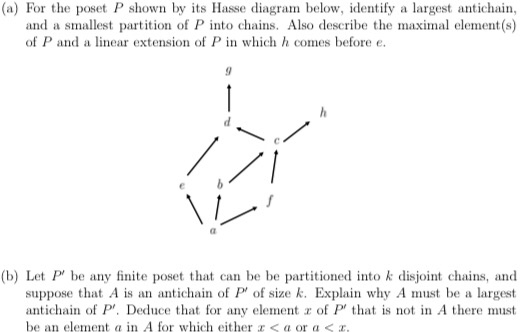 Solved (a) For the poset P shown by its Hasse diagram below, | Chegg.com