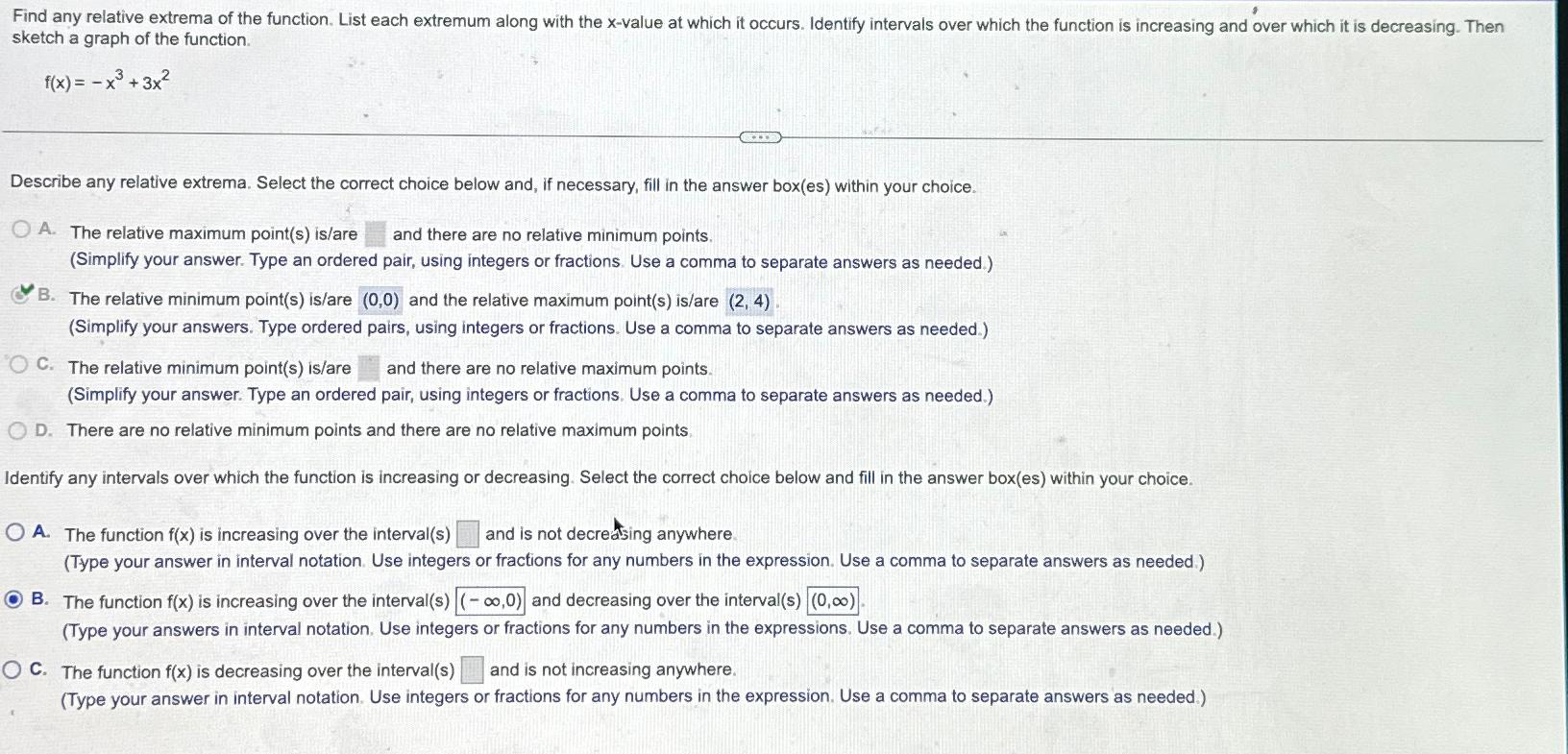 Solved Find any relative extrema of the function. List each | Chegg.com