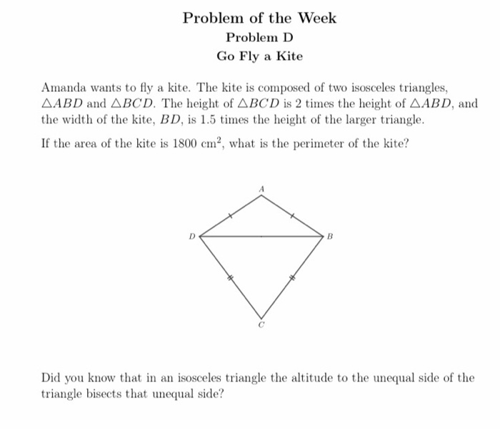 Solved Problem of the Week Problem D Go Fly a Kite Amanda | Chegg.com